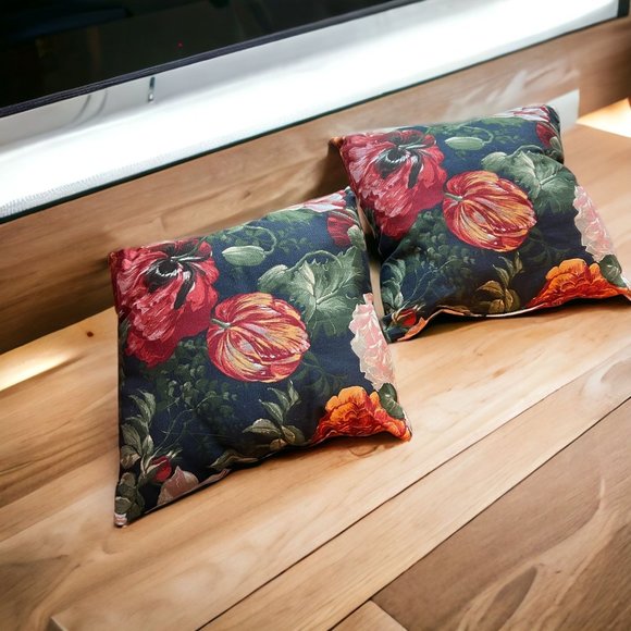 Handmade | Accents | 2 Handmade Throw Pillows Blue With Floral Design ...